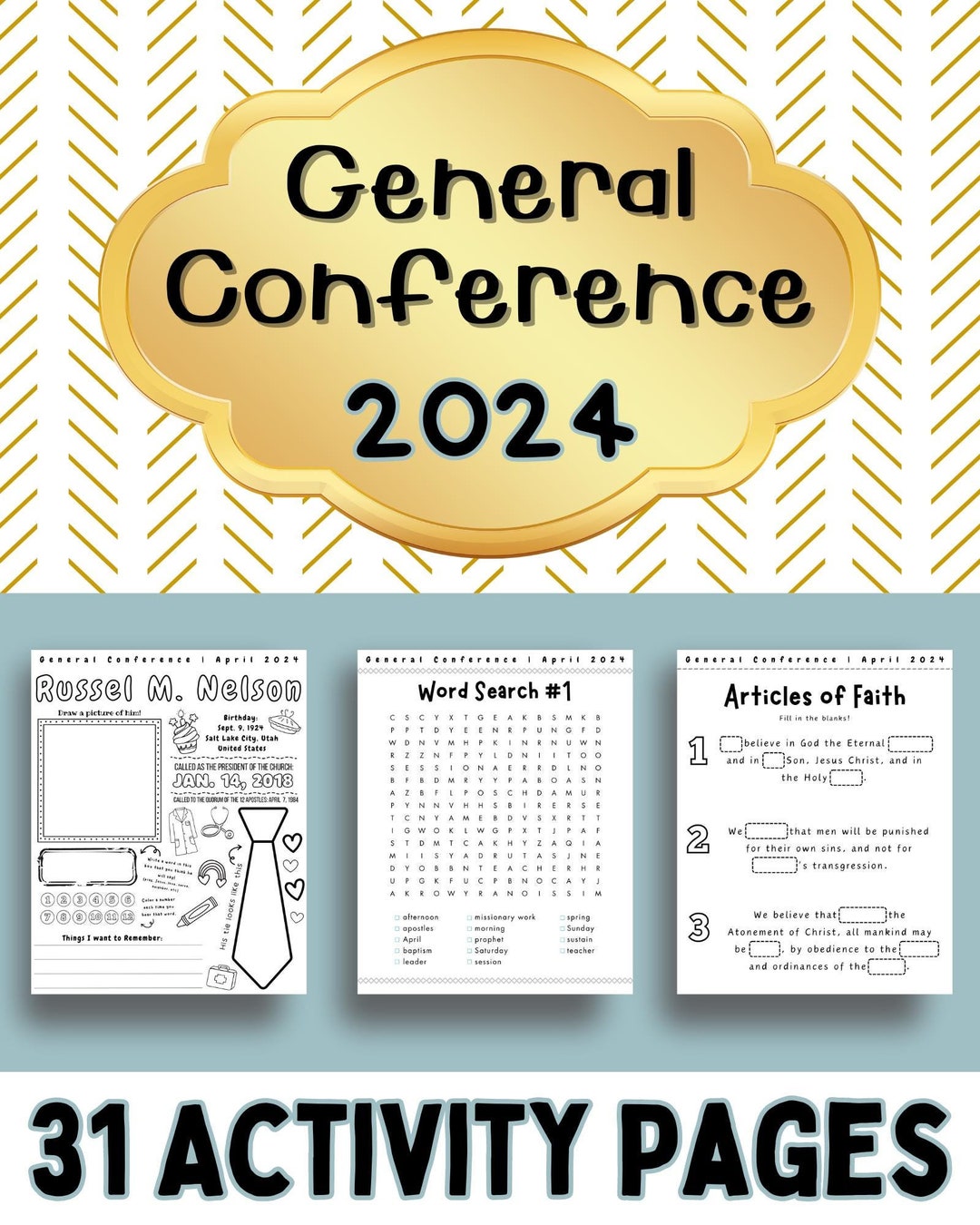 General Conference Activity Pages 2024 LDS Church of Jesus Christ of ...