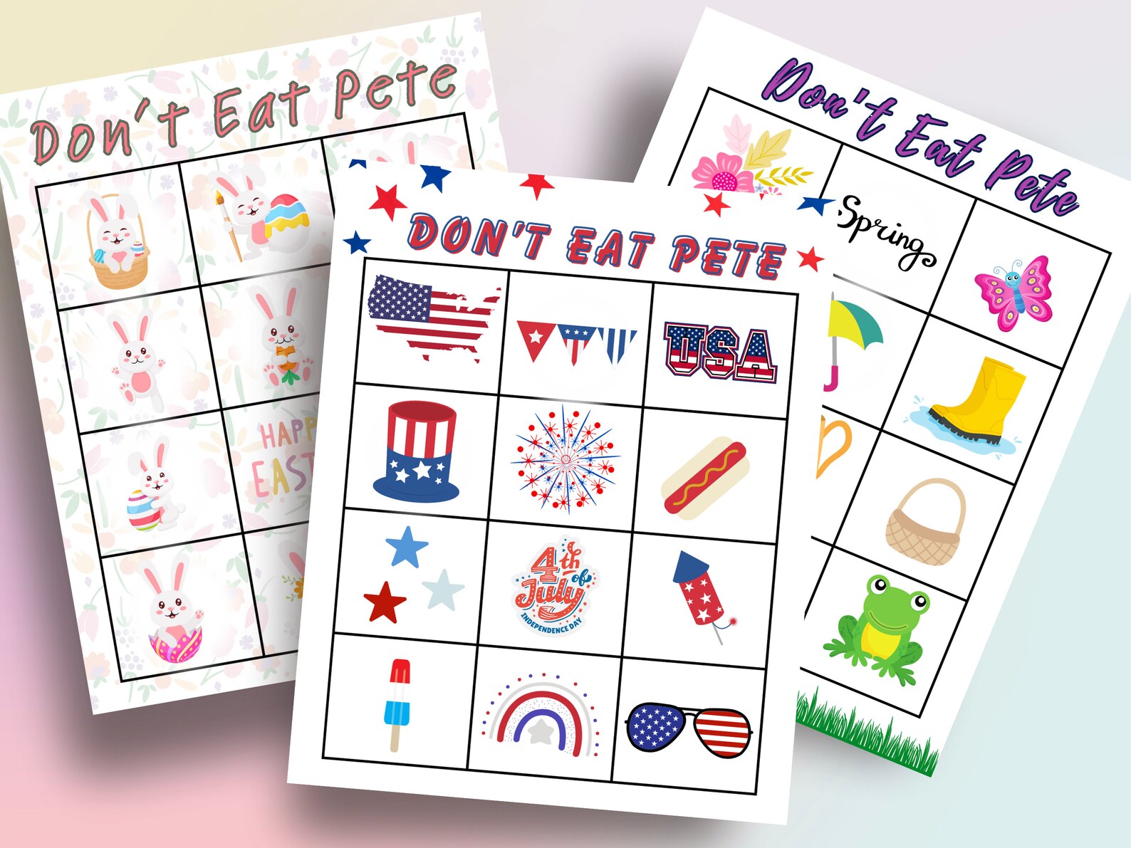 Don't Eat Pete Party Game Boards Valentine's Day, St. Patrick's Day ...