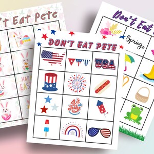 Don't Eat Pete Party Game Boards Valentine's Day, St. Patrick's Day ...