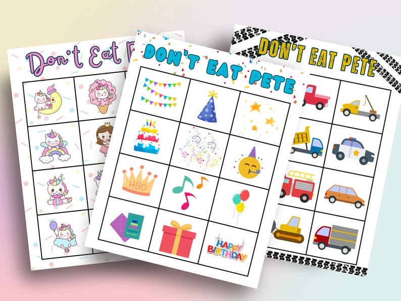 Don't Eat Pete Party Game Boards Valentine's Day, St. Patrick's Day ...