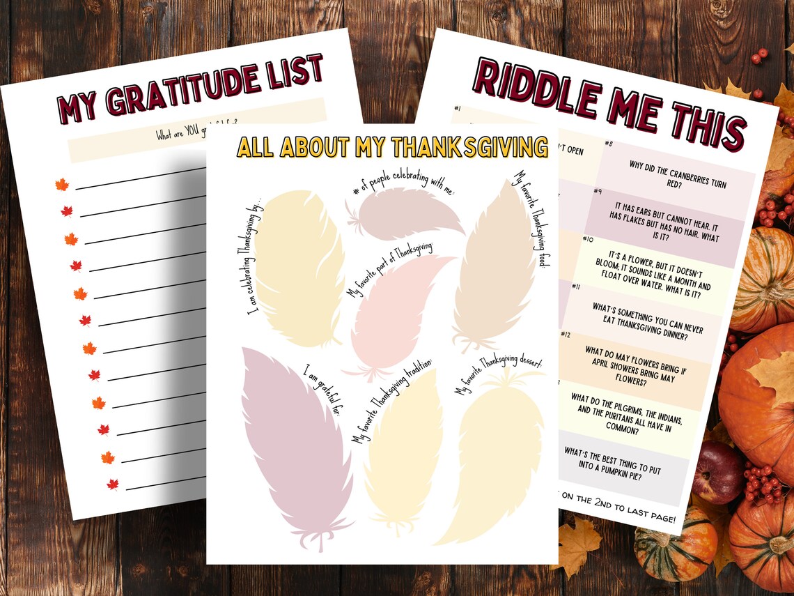 The Thanksgiving Adventure Book Workbook for Kids - Etsy