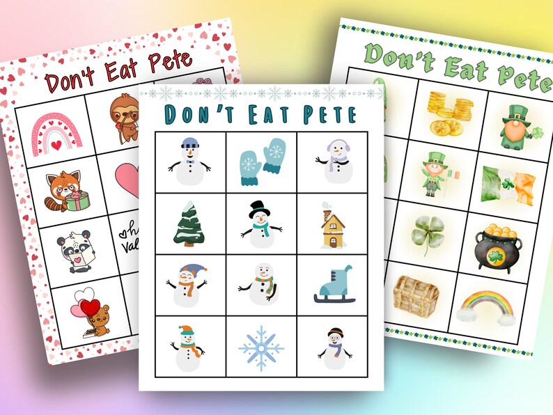 Don't Eat Pete Party Game Boards Valentine's Day, St. Patrick's Day ...