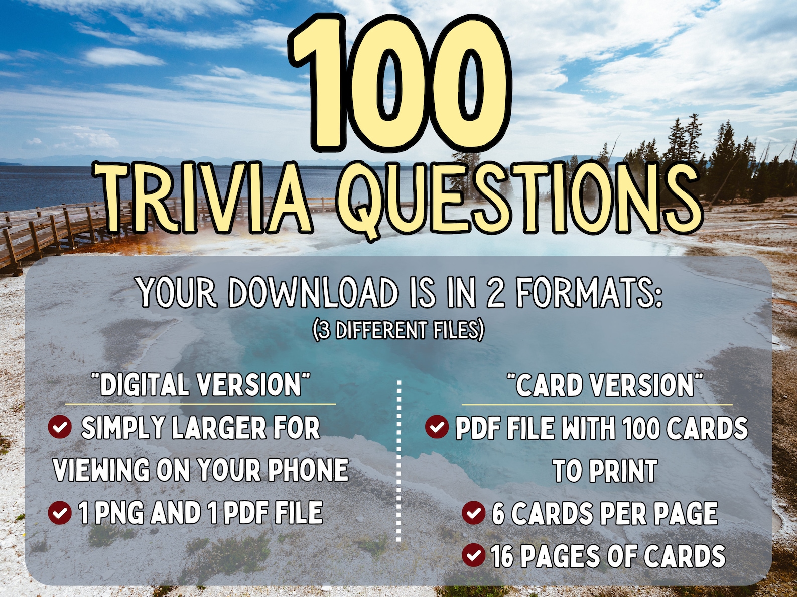 Jeu-questionnaire sur le parc national de Yellowstone | 100 questions ...