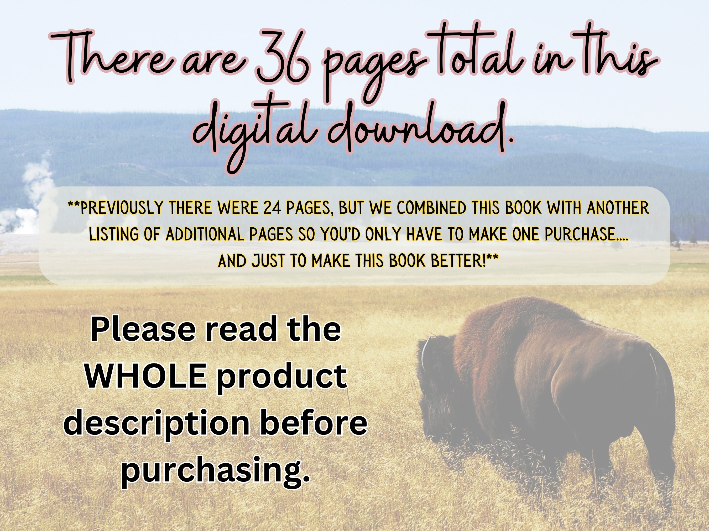 The Yellowstone Adventure Book Digital Download | UPDATED Version | 36 ...