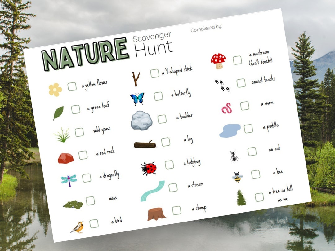 Nature Scavenger Hunt Worksheet - Etsy