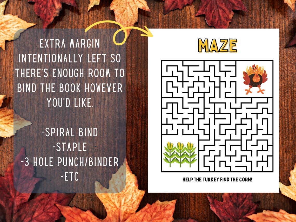 The Thanksgiving Adventure Book Workbook for Kids - Etsy