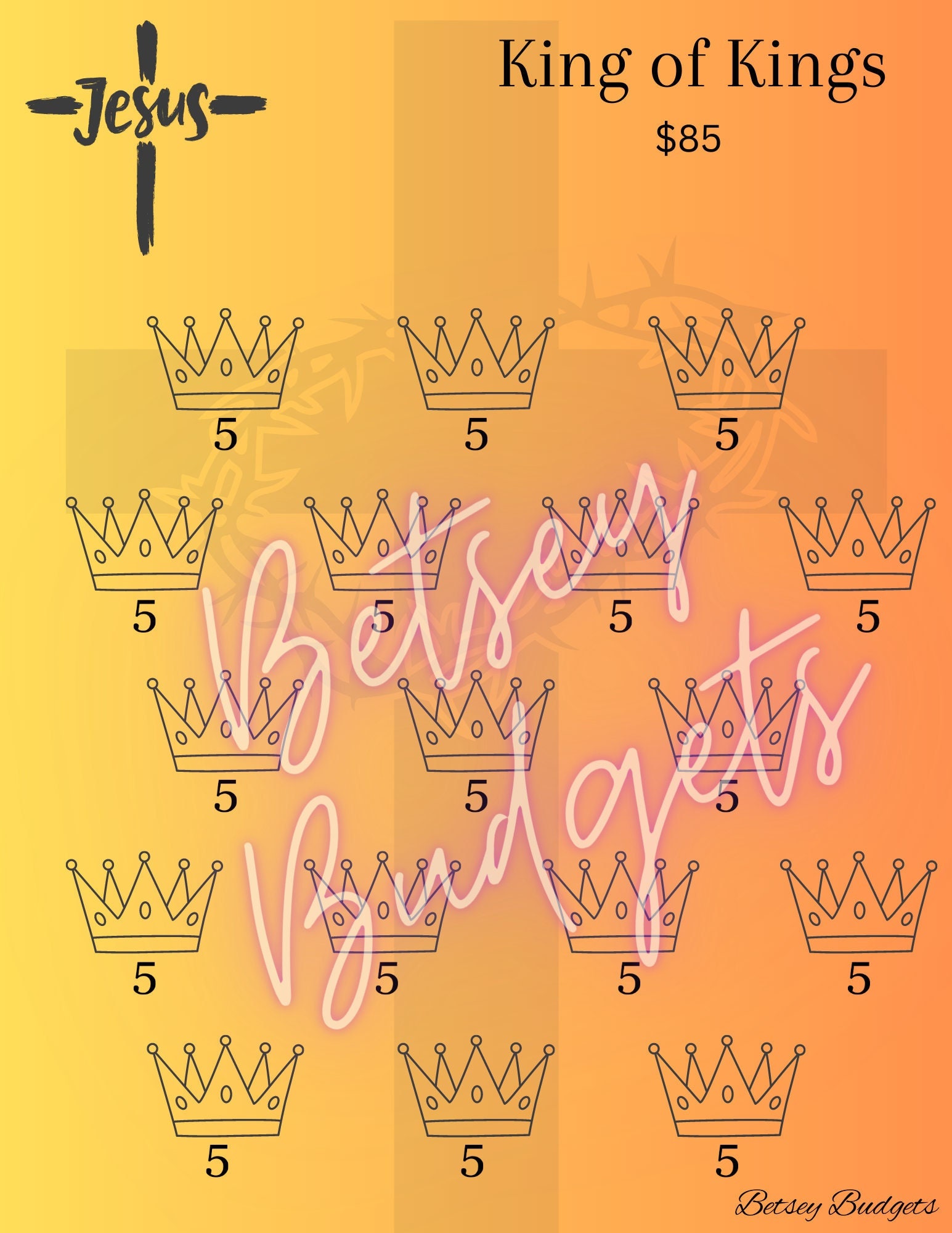 King of Kings Savings Challange With Envelope - Etsy