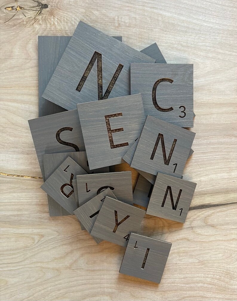 Decorative Wood Scrabble Tiles Laser Cut, Multiple Sizes and Colors ...