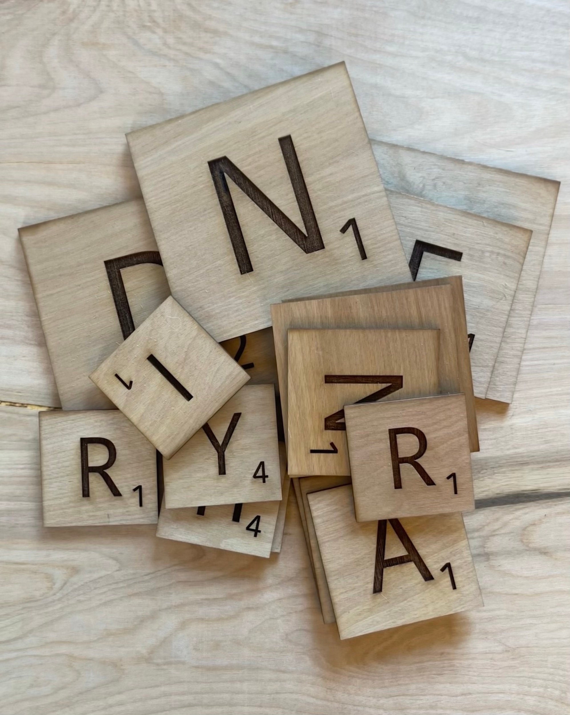 Decorative Wood Scrabble Tiles Laser Cut, Multiple Sizes and Colors ...