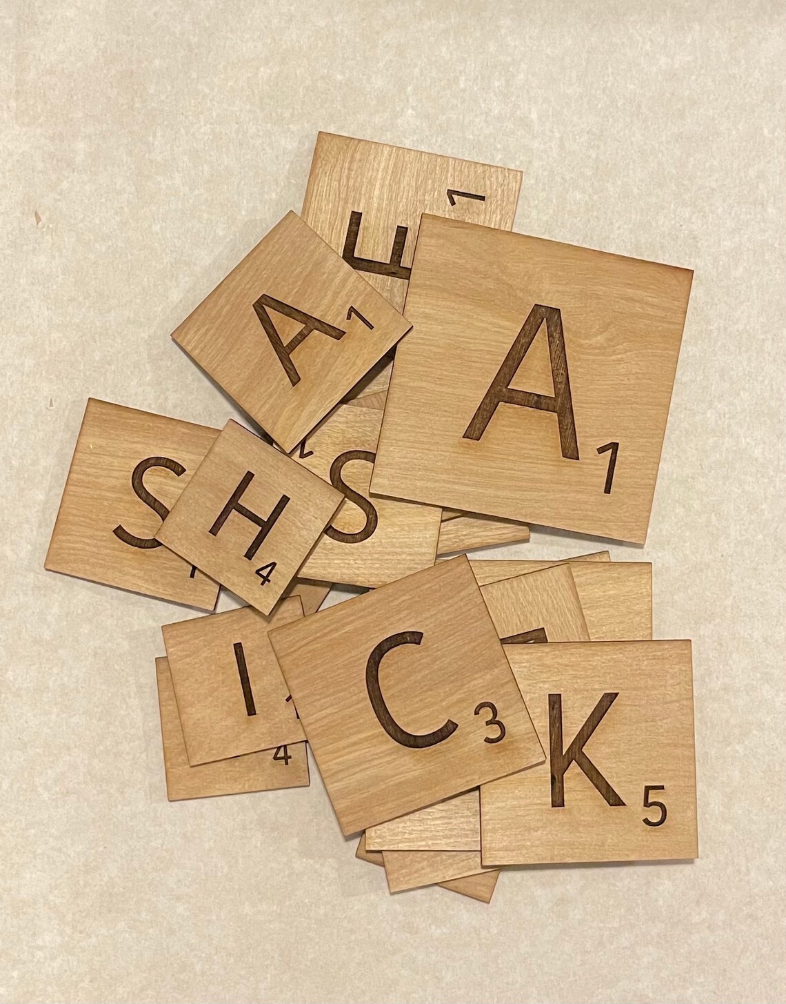 Decorative Wood Scrabble Tiles Laser Cut, Multiple Sizes and Colors ...