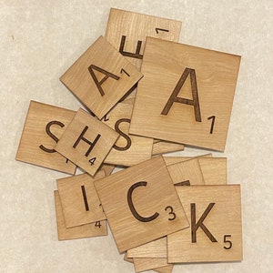 Decorative Wood Scrabble Tiles Laser Cut, Multiple Sizes and Colors ...