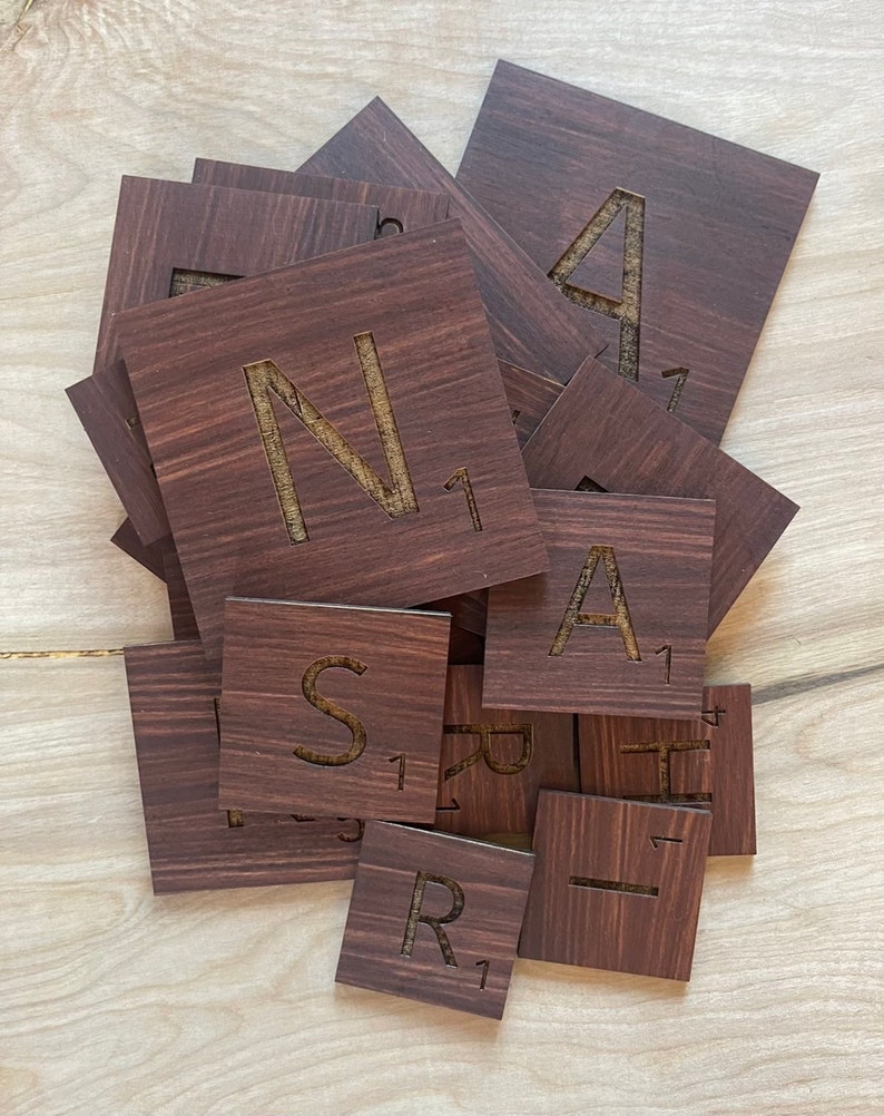 Decorative Wood Scrabble Tiles Laser Cut, Multiple Sizes and Colors ...