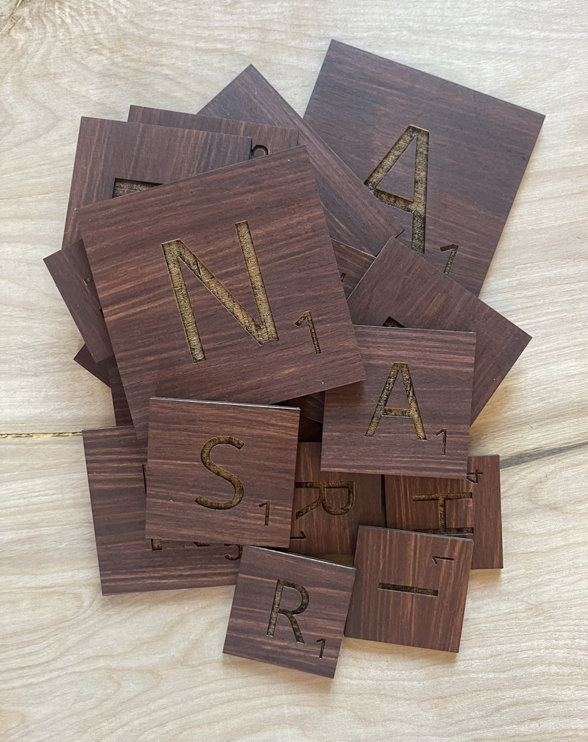Decorative Wood Scrabble Tiles Laser Cut, Multiple Sizes and Colors ...