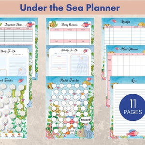 Cute Under Sea Planner to Plan by Week or Month With Meal Plan, Budget ...