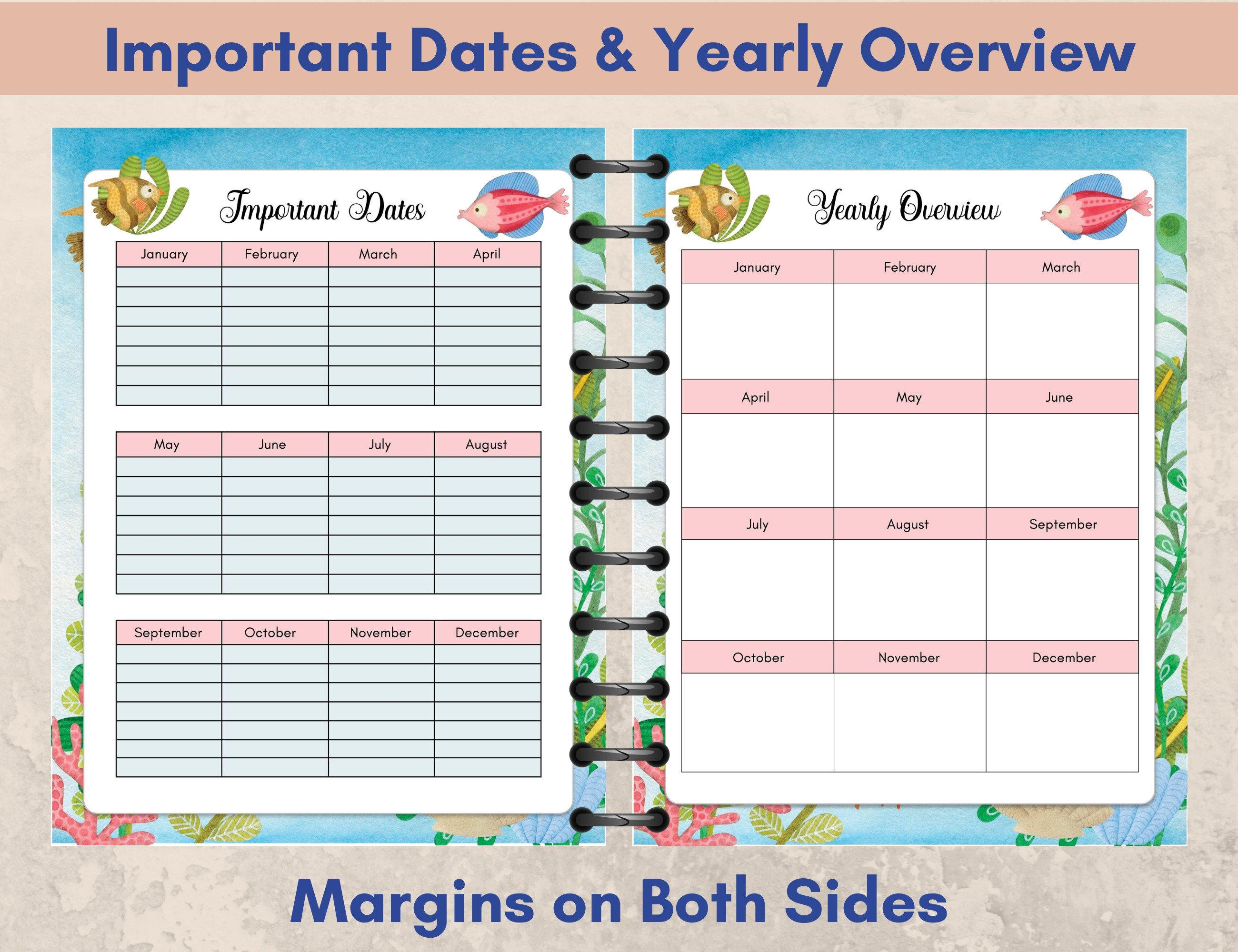 Cute Under Sea Planner to Plan by Week or Month With Meal Plan, Budget ...