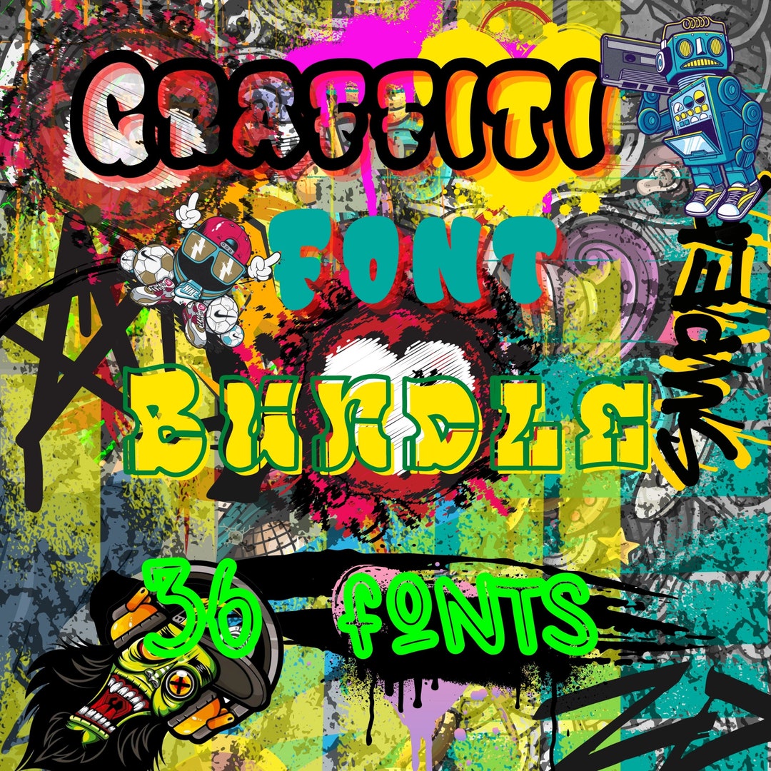 36 Urban Graffiti Font Bundle: Street Style (OTF, TTF) (digital ...