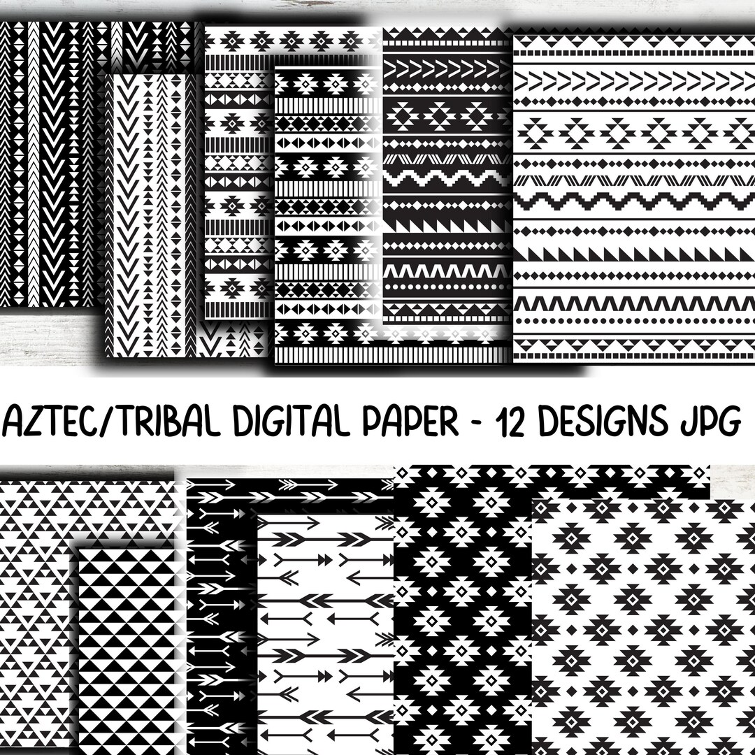 Aztec Digital Paper Tribal Background Bundleaztec Patterns Digital ...