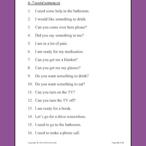 Medical SLP Functional Phrases Handout, Adult Speech Therapy (PDF) - Etsy