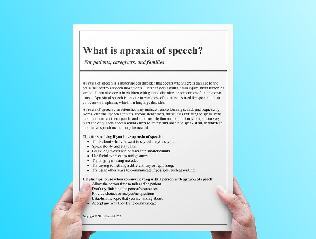 Apraxia of Speech Handout, Medical SLP, PDF, Speech Treatment ...