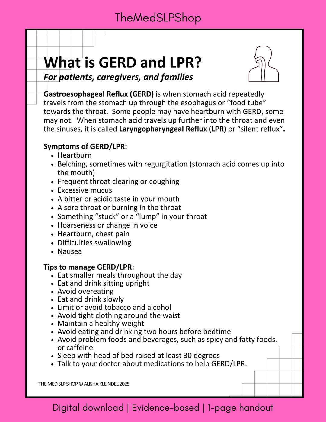 GERD/LPR Handout for Speech Therapy, Medical SLP (digital Download) - Etsy