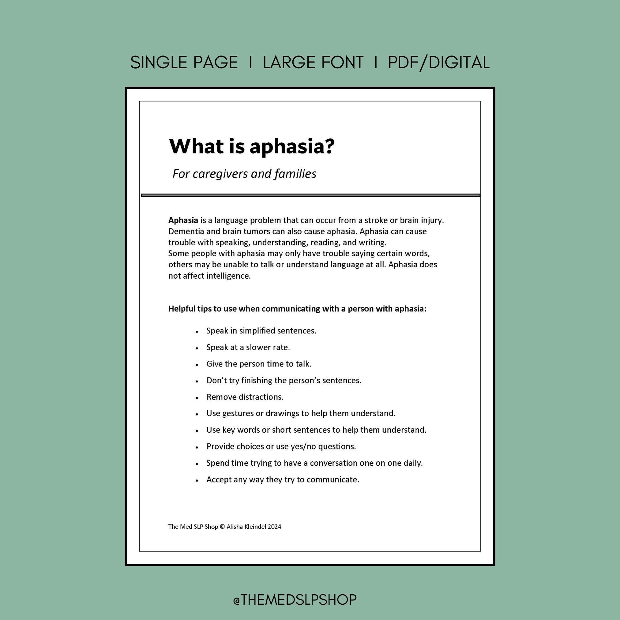 Aphasia Handout, Medical SLP, PDF, Speech Treatment, Worksheets ...