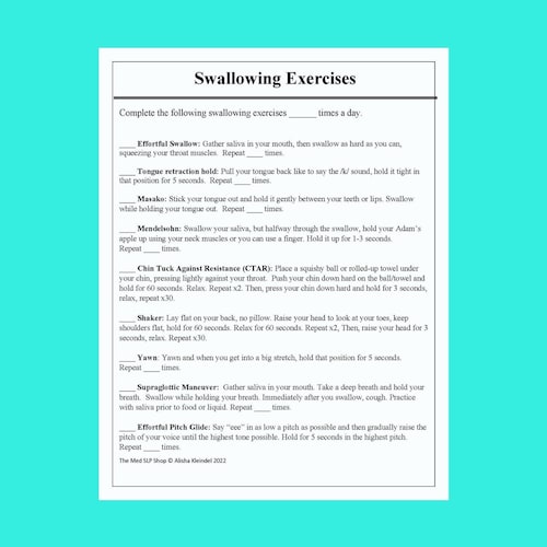 Safe Swallowing Tips Medical SLP PDF Speech Treatment - Etsy