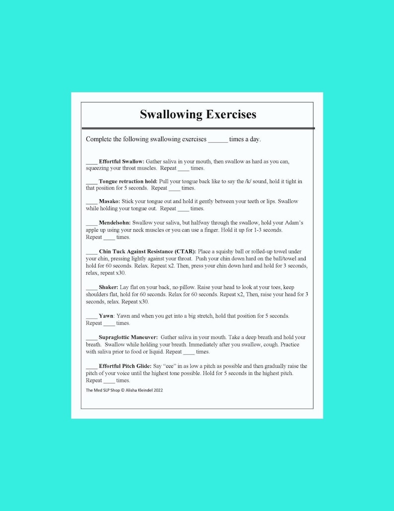 Swallowing Exercises, Medical SLP, PDF, Dysphagia Treatment, Speech ...