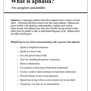 Aphasia Handout, Medical SLP, PDF, Speech Treatment, Worksheets ...
