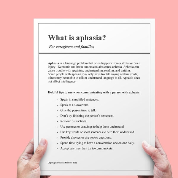 Aphasia Worksheets - Etsy
