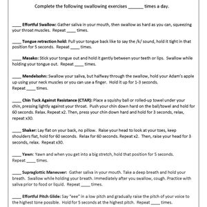 Swallowing Exercises, Medical SLP, PDF, Dysphagia Treatment, Speech ...