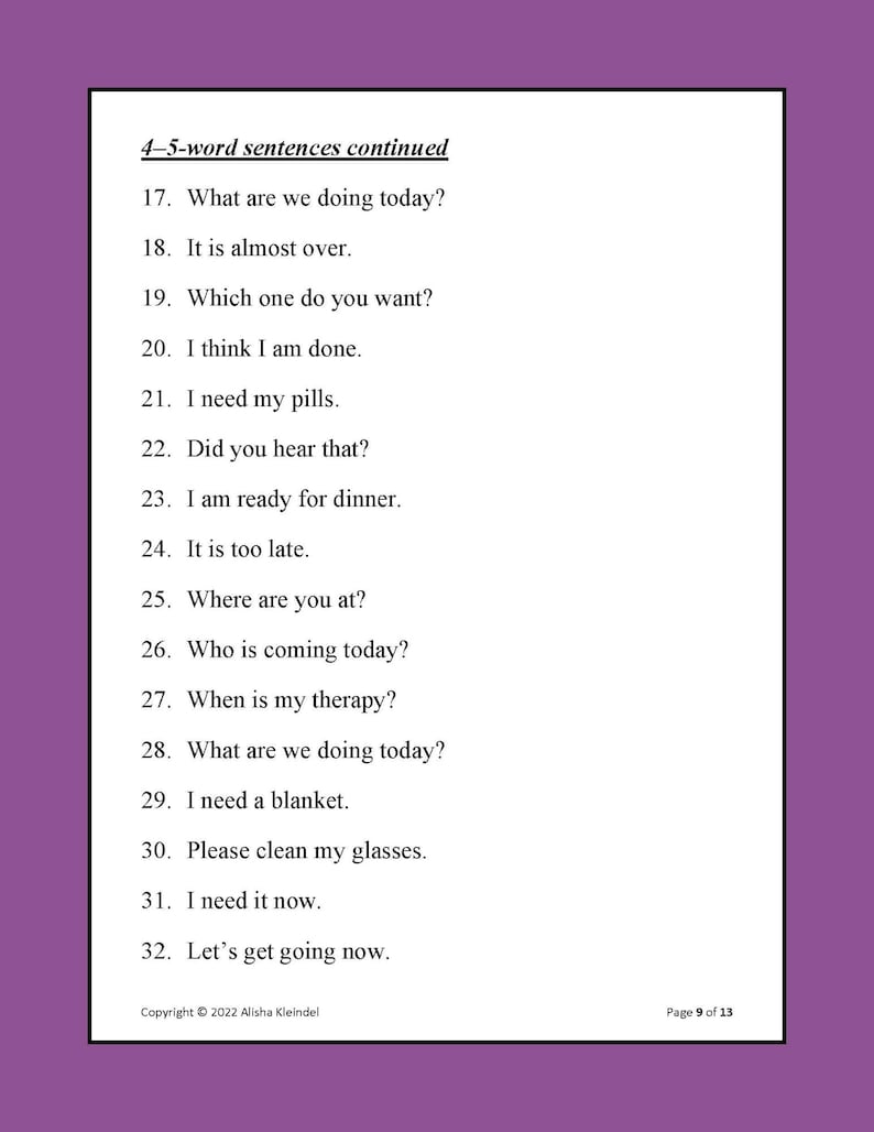 Medical SLP Functional Phrases Handout, Adult Speech Therapy (PDF) - Etsy