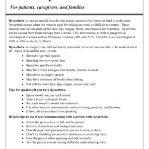 Dysarthria Handout, Medical SLP, Speech Treatment, Worksheets ...