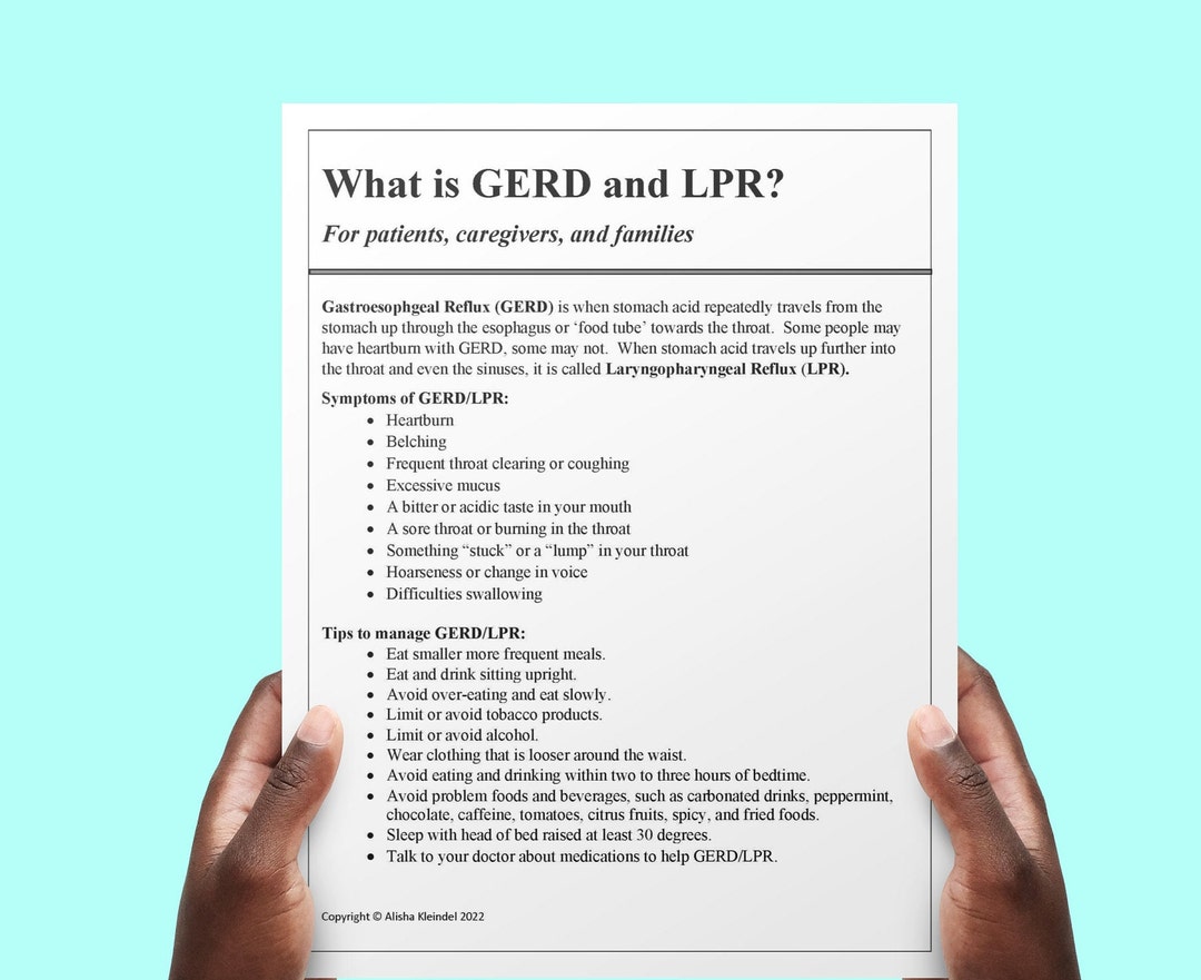 Handout for GERD/LPR, Medical SLP, Speech Treatment, Worksheets ...