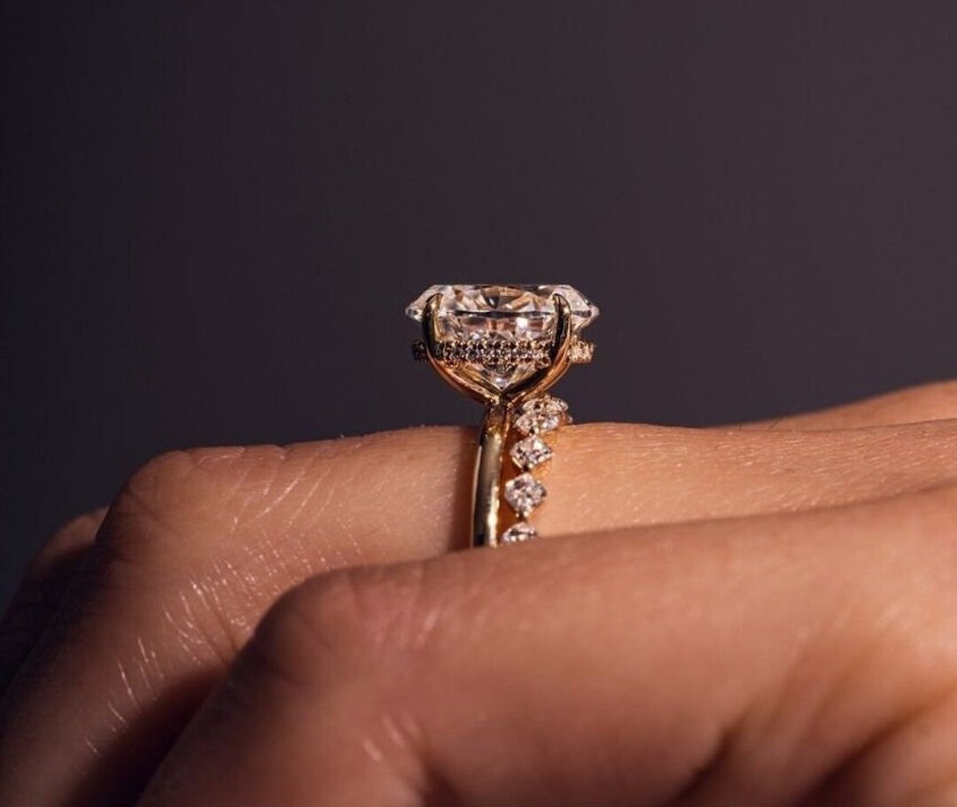 2CT Oval Diamond Engagement Ring for Women, E-F/VS Lab Created Diamond ...