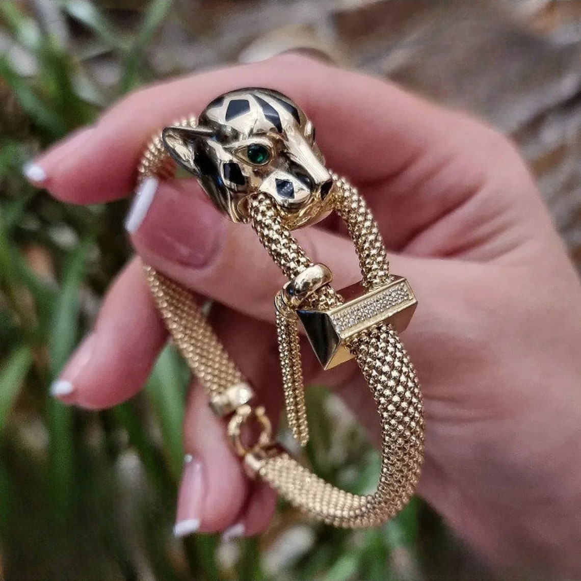 14K Gold Signature Caviar Rope Cuff Chain Link Bracelet, 1.19 Ounce ...