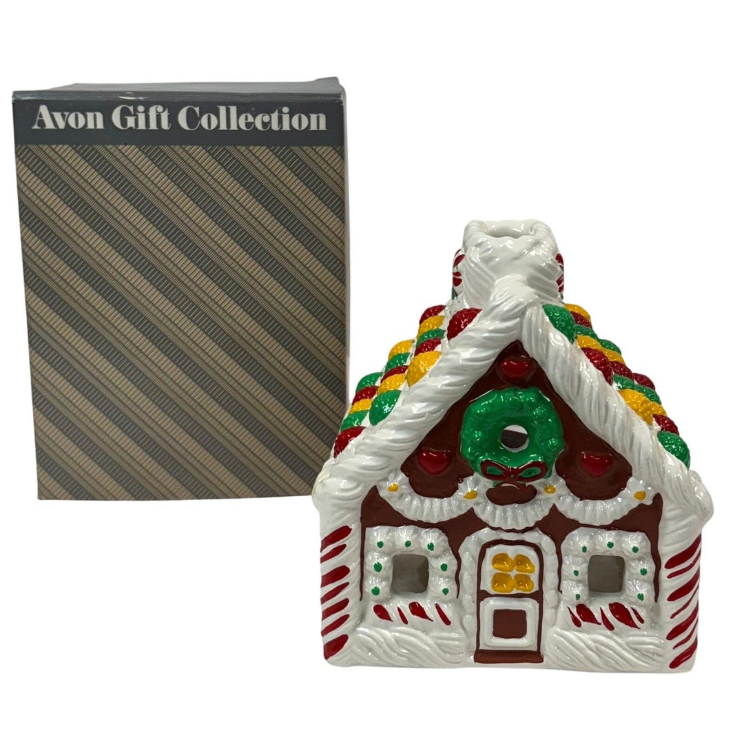 Avon Gift Collection 1986 Ceramic Gingerbread House Candle Holder ...