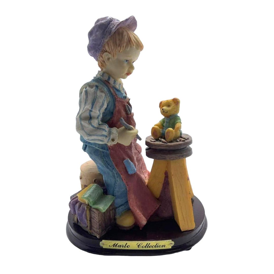 Artmark Marlo Collection Figurine "boy Sculpting Teddy Bear" 7” Vintage ...