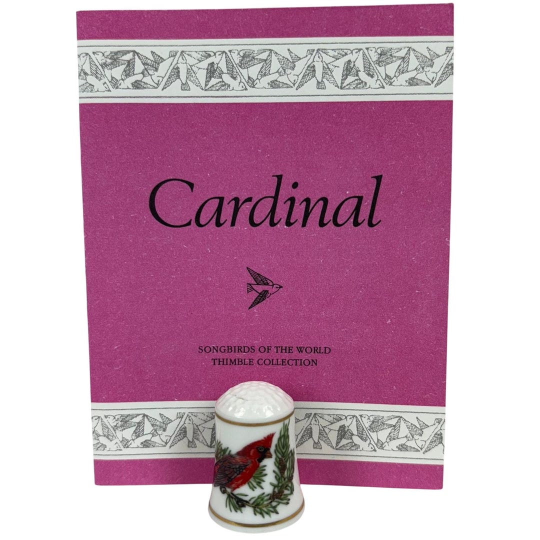 Songbirds of the World "cardinal" Franklin Porcelain Robin Hill Thimble ...
