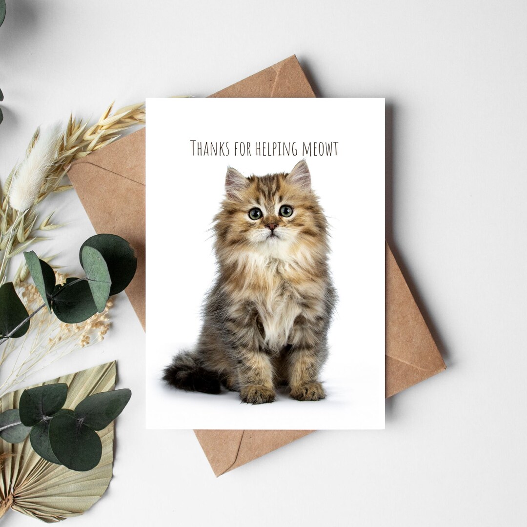 Thank You Greeting Card | Thanks Greeting Card | Cat Lover Greeting ...