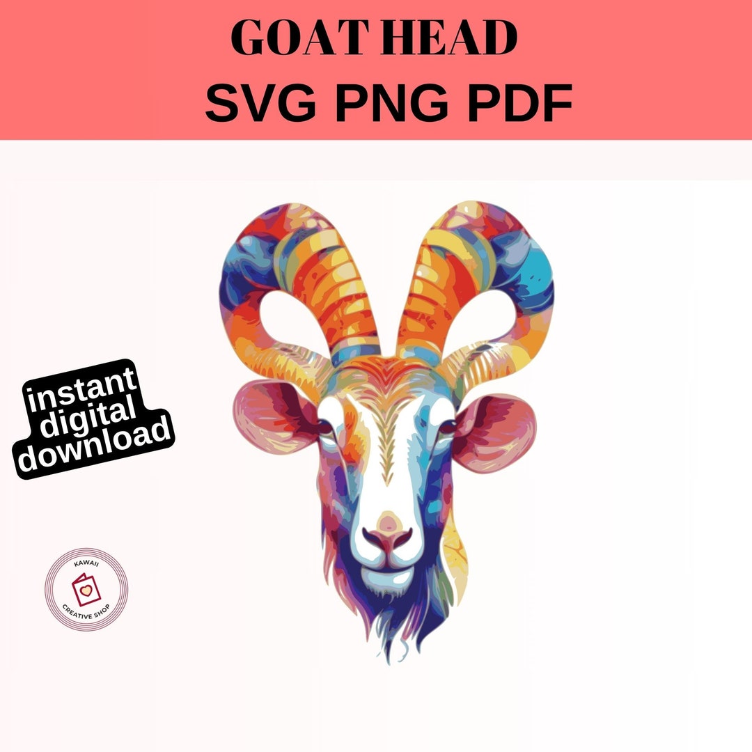 Goat Head SVG Ram Head PNG Farm Animal Scalable Vector Goat Clipart Instant Download Digital Art ...