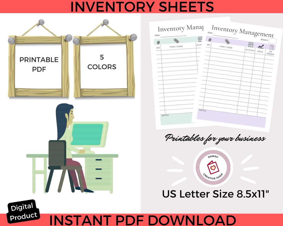 Inventory Management Printable Sheet Simple Inventory Tracker | Etsy