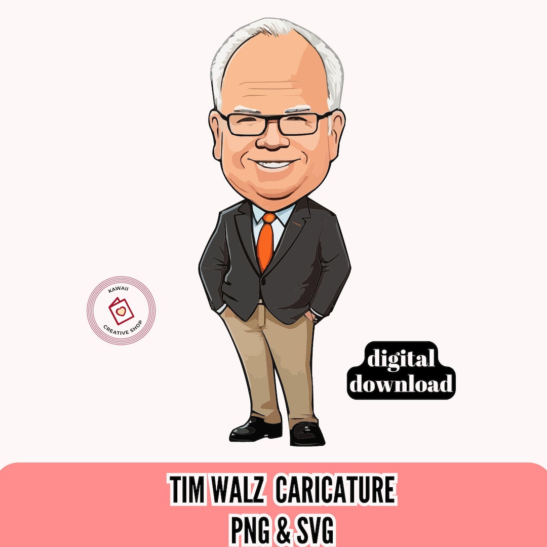 Tim Walz Caricature SVG & PNG AI Art Digital Download Political Art ...