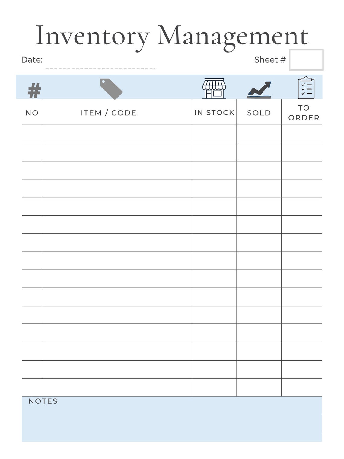 Inventory Management Printable Sheet Simple Inventory Tracker | Etsy