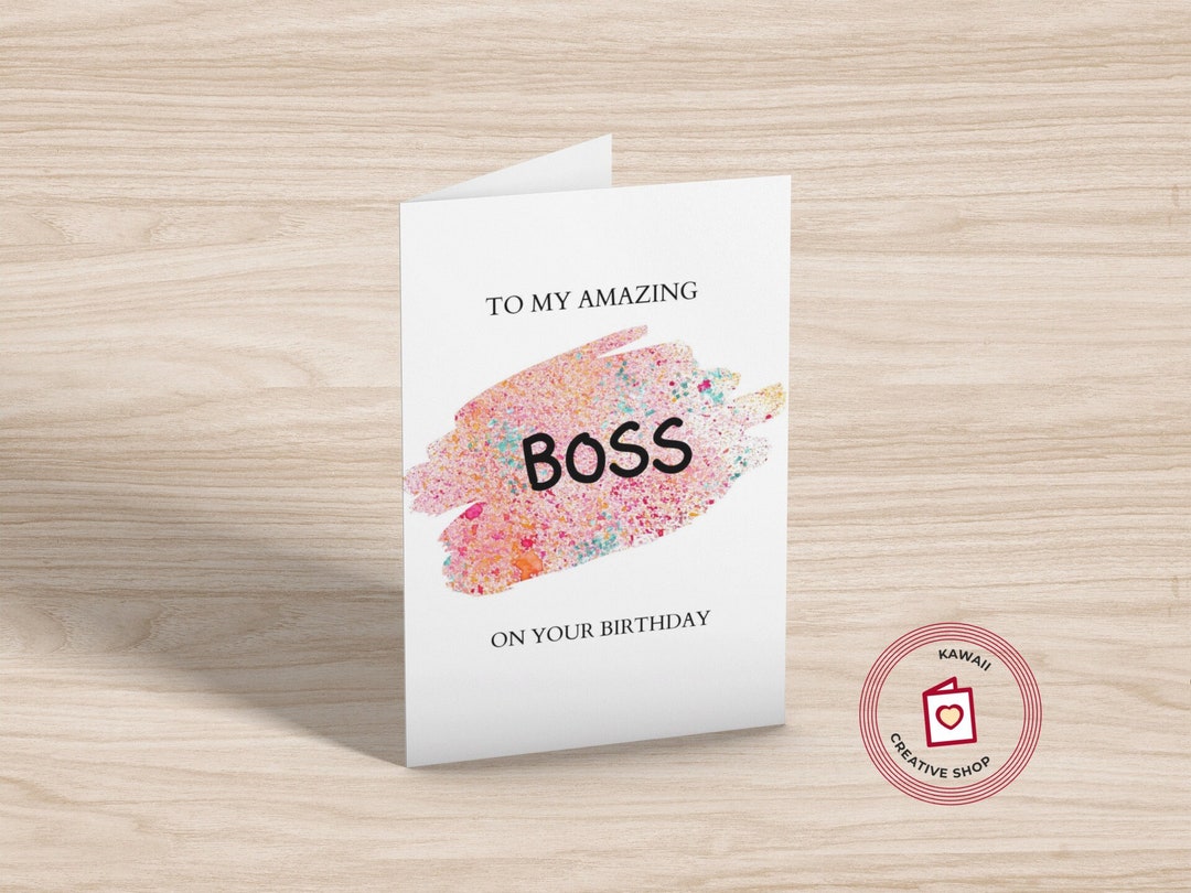 Happy Birthday Boss Card 5 X 7 Inch Boss Card Instant Download Boss ...