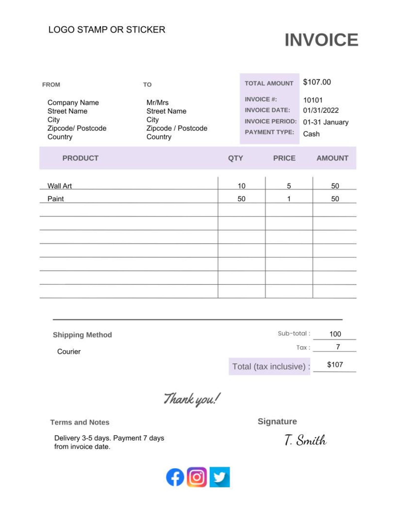 Invoice Template Google Slides Editable Invoice Template Business ...