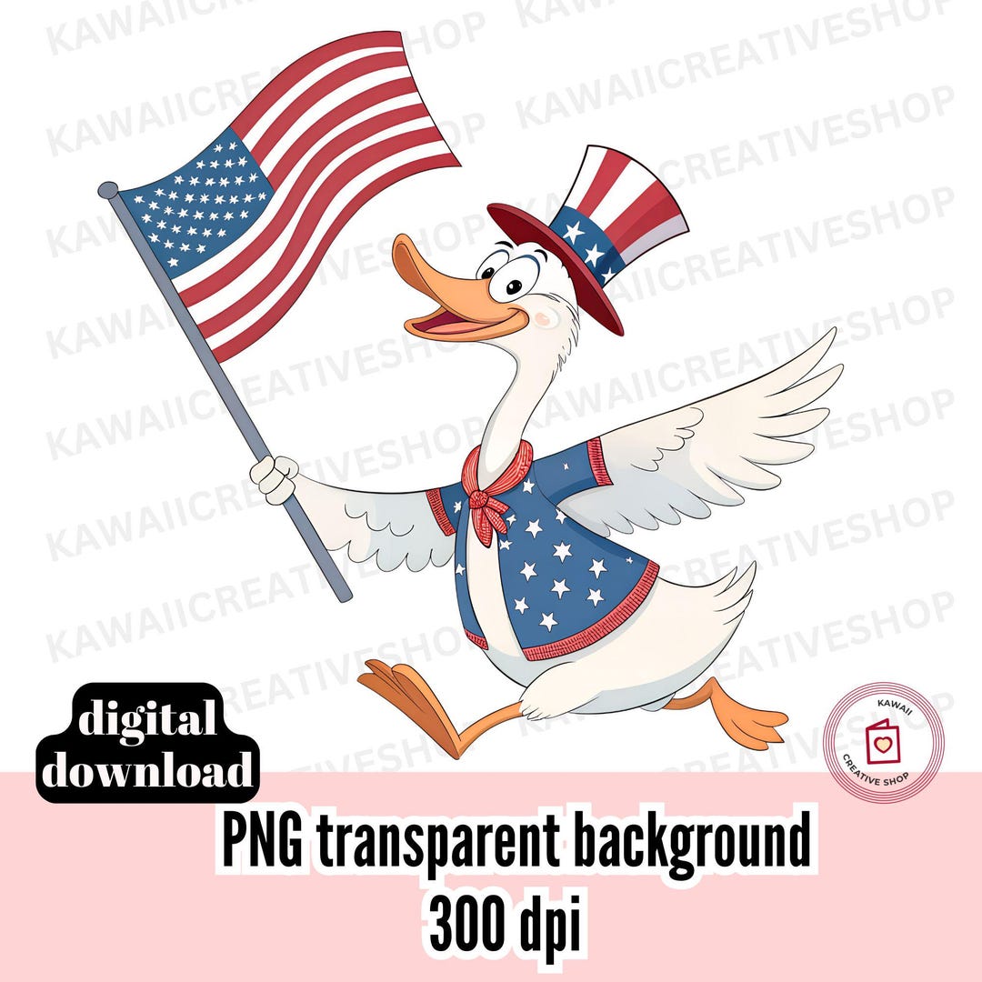 Goose 4th of July PNG Funny Running Goose Carrying USA Flag Patriotic ...
