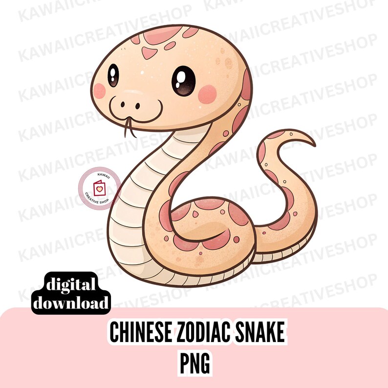 Cute Chinese Zodiac Snake PNG Kawaii Lunar New Year Snake Clipart ...