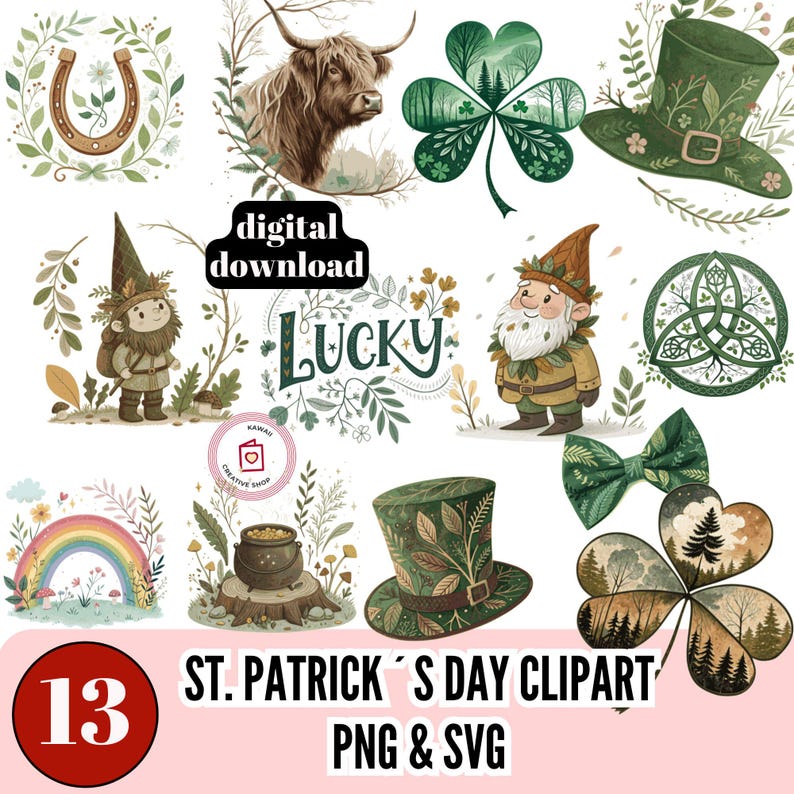 St Patrick's Day PNG Clipart Bundle 13 PNG and SVG Forestcore Designs ...