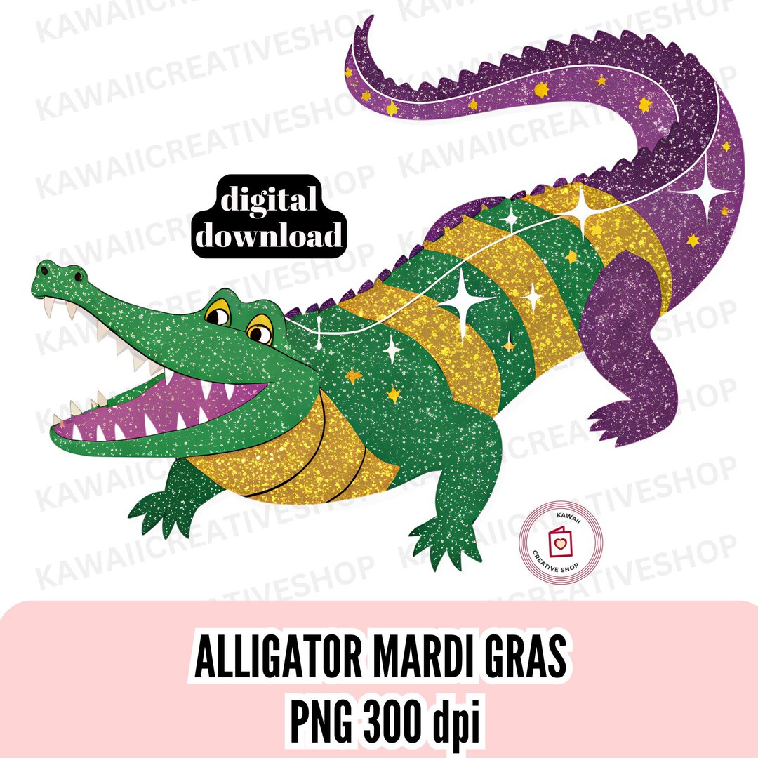 Alligator Mardi Gras PNG Reptile Clipart Festive Alligator PNG for ...