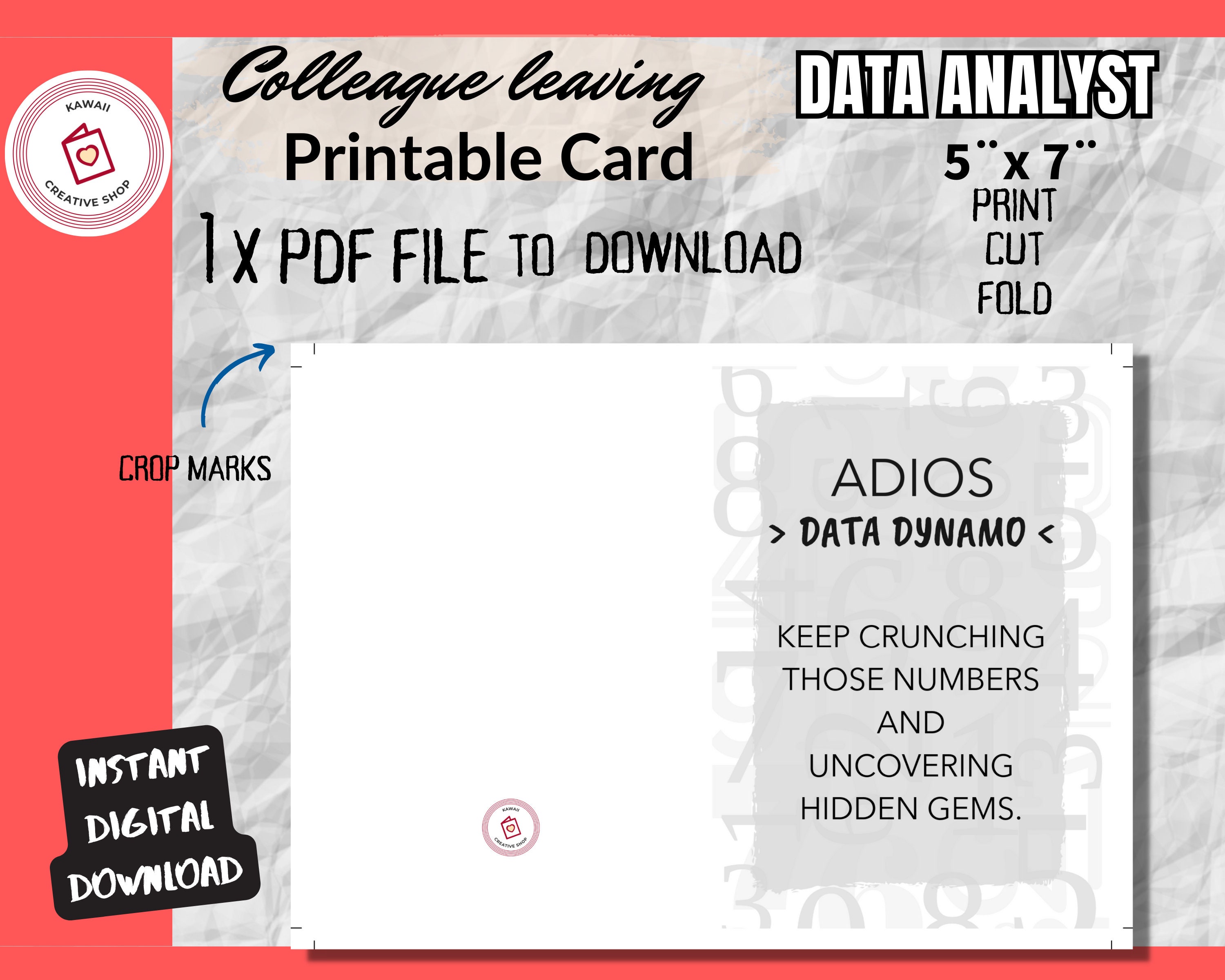 Data Analyst Gift Card Coworker Leaving Card Printable Funny Retirement ...